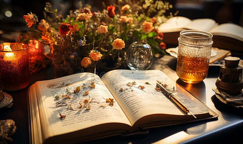 Open Book on Table stock photo. Image of library, knowledge - 327921236