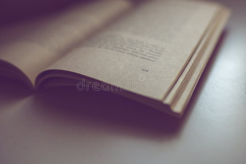 Open Book on the Table. Side View Stock Image - Image of diary, light ...