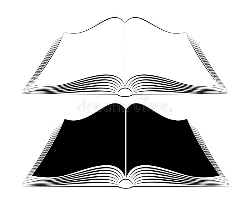 An Open Book on the Table. Simple Black Outlines. Logo or Emblem of a ...