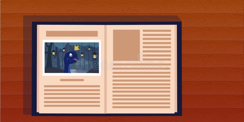 Open Book on the Table, Top View Stock Illustration - Illustration of ...