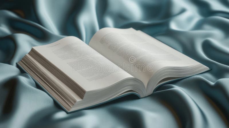 Open Book on Teal Fabric stock illustration. Illustration of texture ...