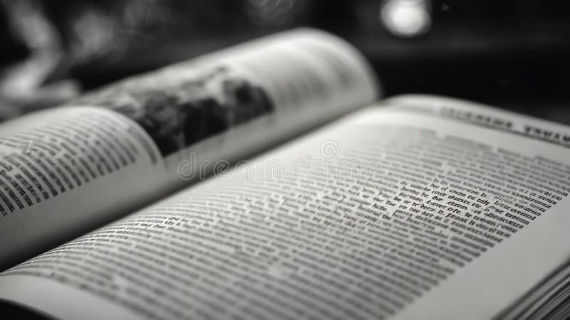 Open Book with Text in Focus in Black and White Stock Footage - Video ...