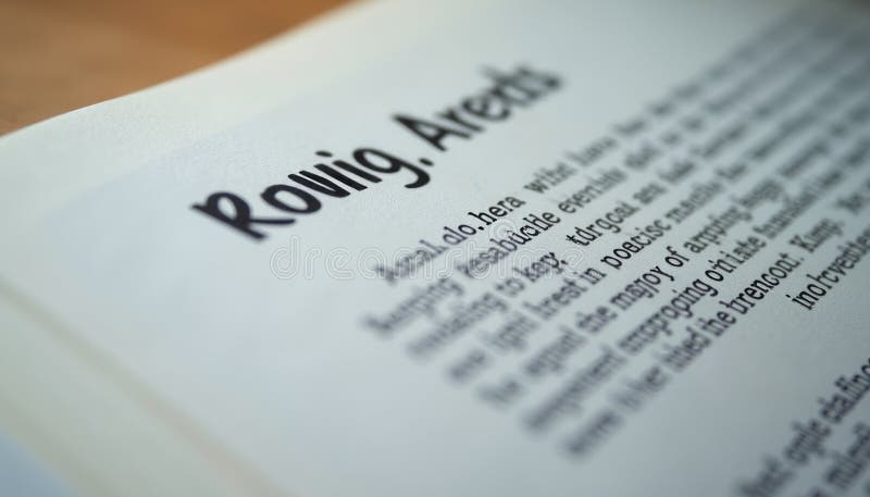Open Book with Text in Focus on Wooden Table Stock Image - Image of ...