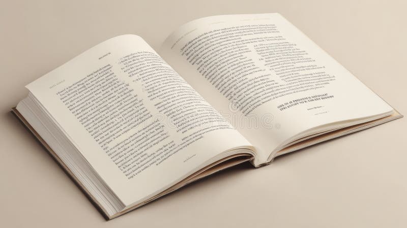 Open Book with Text Pages Lying on a Neutral Background Showcasing ...