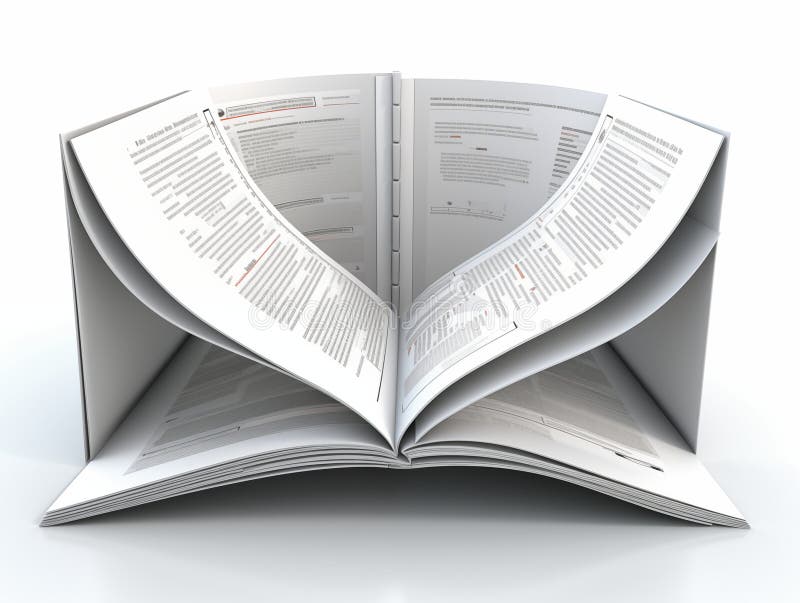 Open Book with Text Pages Spread Out on a White Surface Stock ...