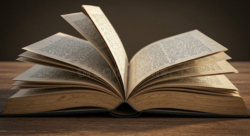 Open Book with Text on Wooden Surface for Reading and Learning Stock ...