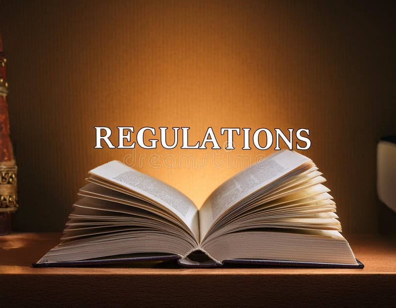 Open Book with a Title Reading "Regulations," Representing Study and ...