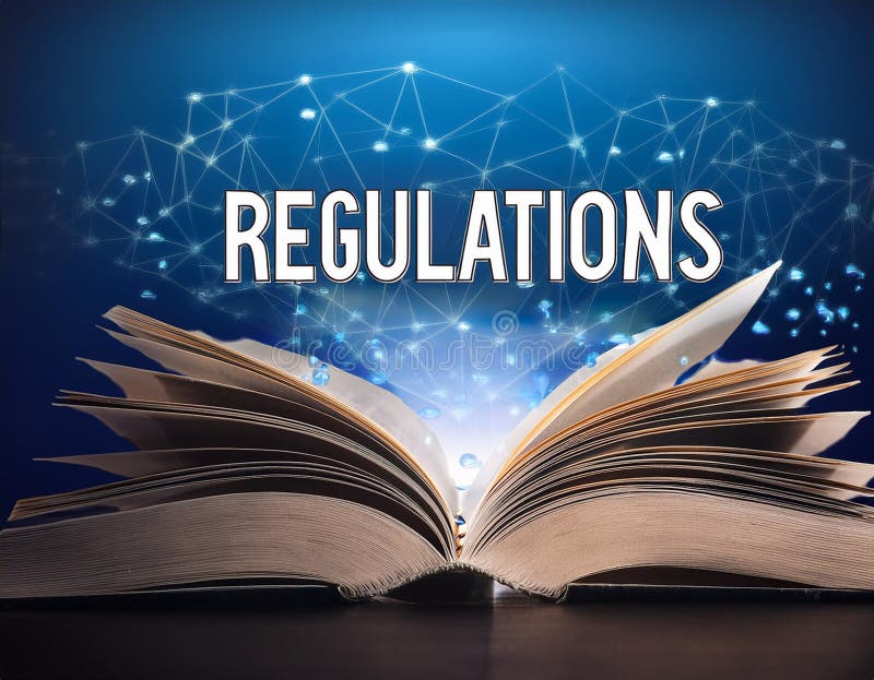 Open Book with a Title Reading "Regulations," Representing Study and ...