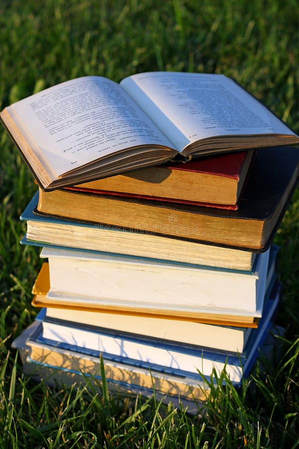 Open Book on Top of Stack stock photo. Image of back - 32318716