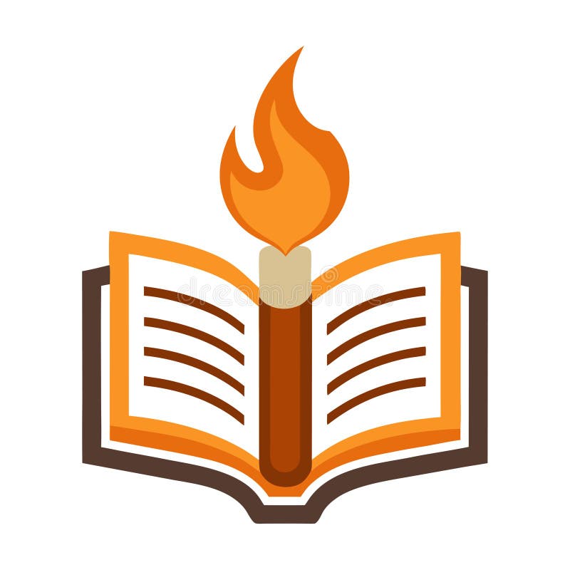 Open Book with Torch Flame: Symbol of Knowledge, Education, and ...