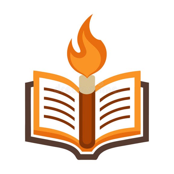 Open Book with Torch Flame: Symbol of Knowledge, Education, and ...