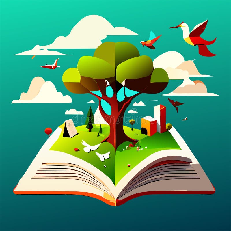 Open Book Tree Vector Stock Illustrations – 1,861 Open Book Tree Vector ...