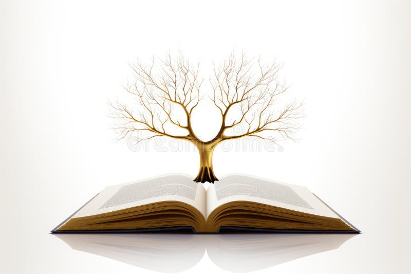 An Open Book with a Tree Growing Out of it. Stock Illustration ...