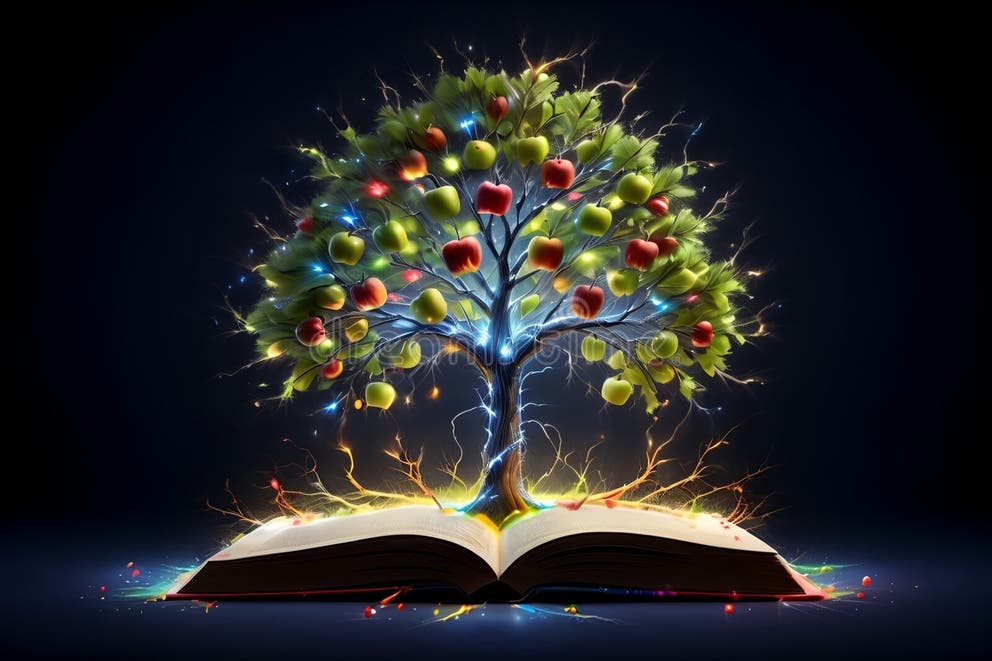 Open Book and Tree of Knowledge, Abstract Background Stock Image ...