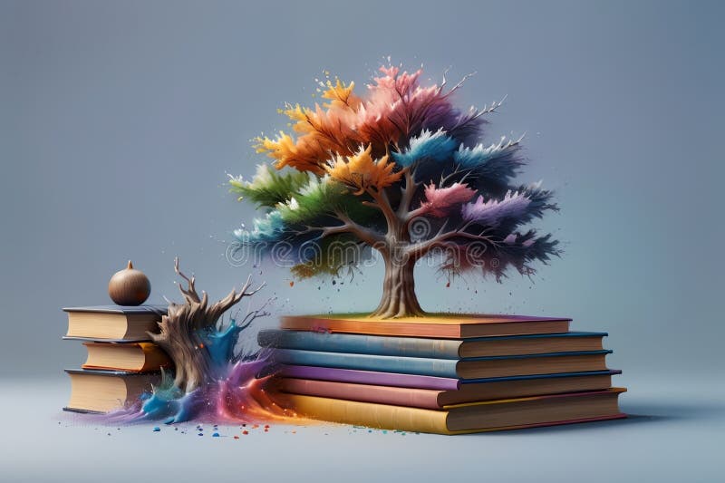 Open Book and Tree of Knowledge, Abstract Background Stock Image ...