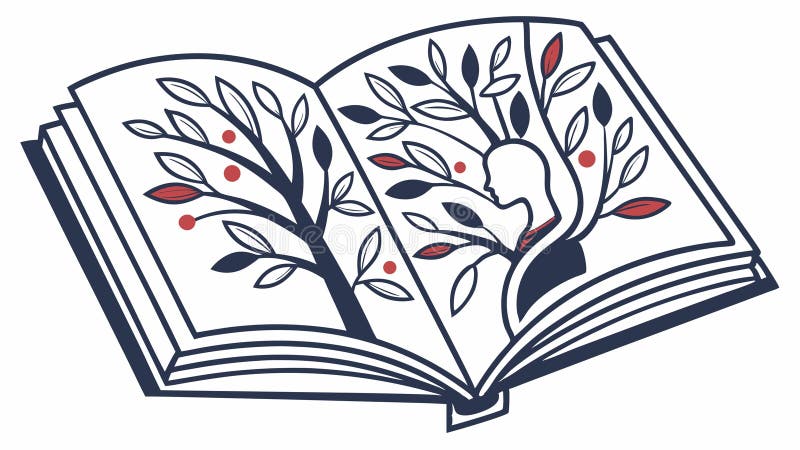 Open Book with Tree of Knowledge Illustration, Vector Design Generative ...