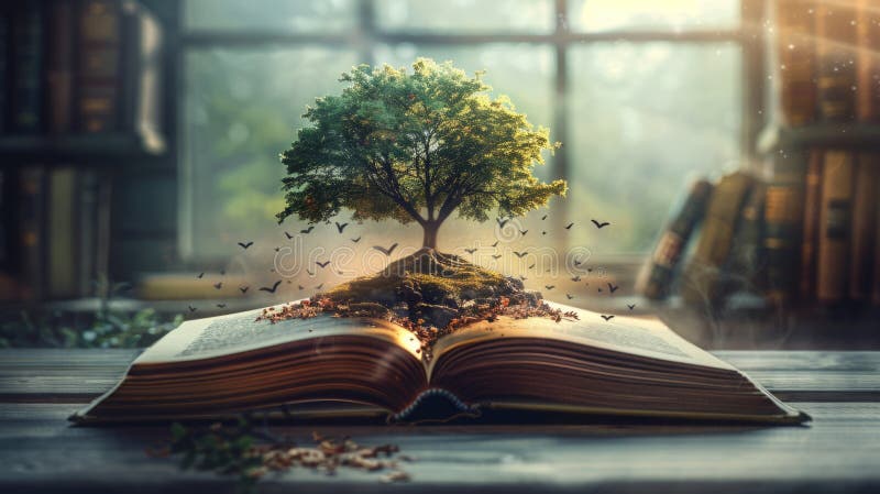 Symbolic Book Tree Visual Representation Growth Knowledge Education ...