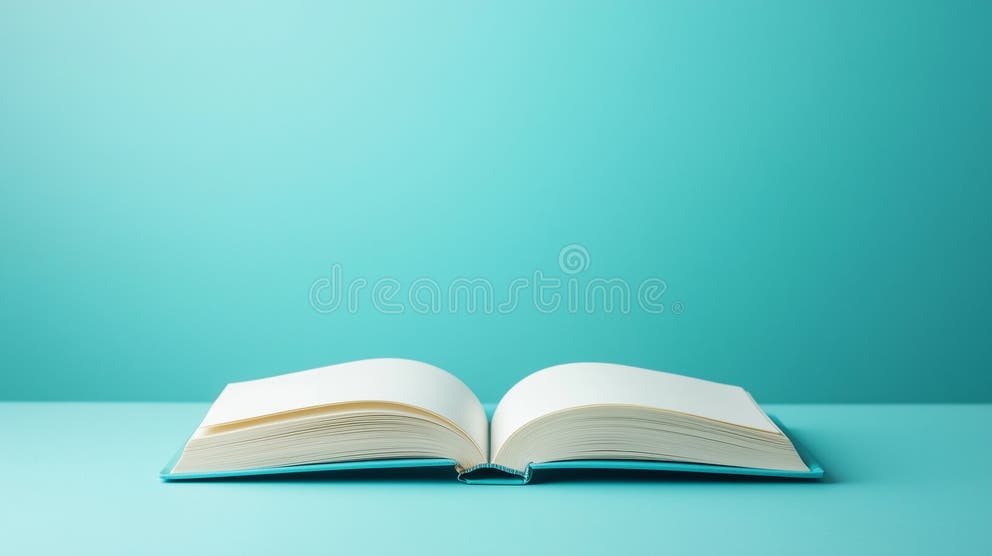 Open Book on Turquoise Background, Inviting Creativity and Imagination ...
