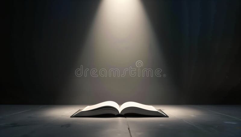 Open Book Under Spotlight. Minimalist Setting. Digital Literature ...
