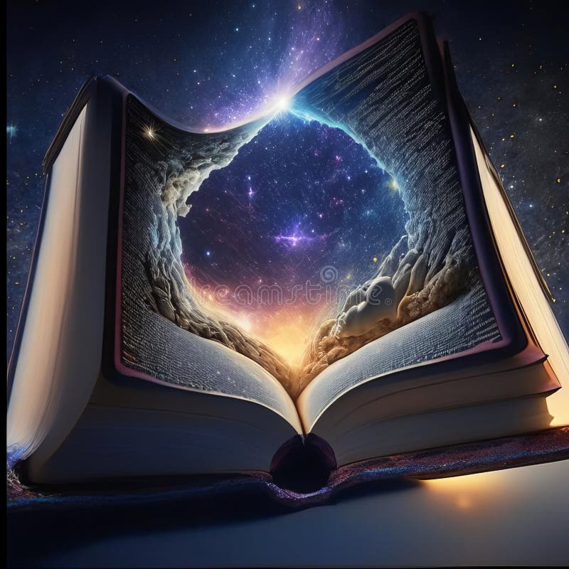 An Open Book and the Universe Inside. Stock Illustration - Illustration ...