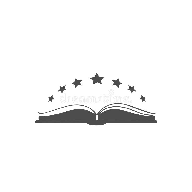 Open Book Vector Icon with Stars Over it Stock Illustration ...