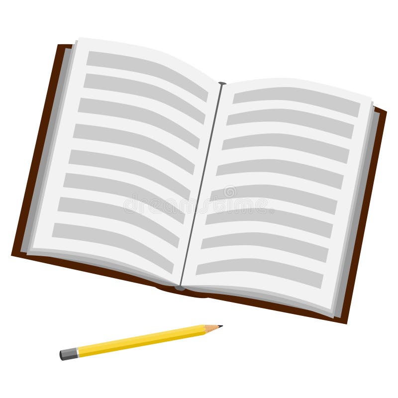 Open Book. Vector Illustration of a Book or Notepad and Pencil Stock ...