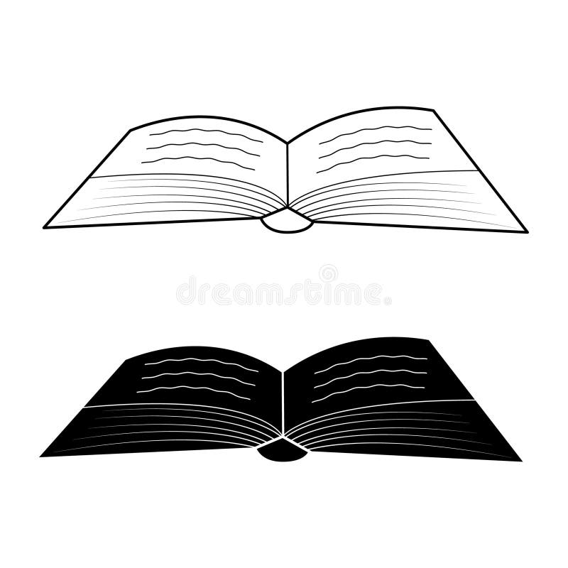 Open Book Vector Illustration Outline and Solid Versions Stock Vector ...