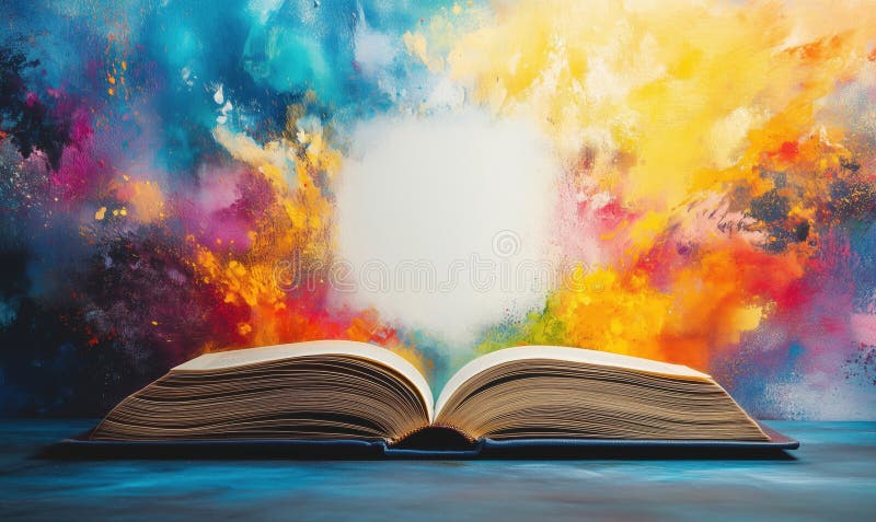 Open Book Vibrant Abstract Background Colorful Explosion Paint ...