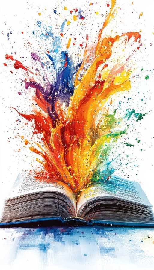 Open Book with a Vibrant Paint Explosion, Creativity Concept, Dynamic ...