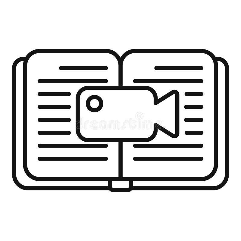 Open Book with Video Icon Line Art Illustration Stock Illustration ...