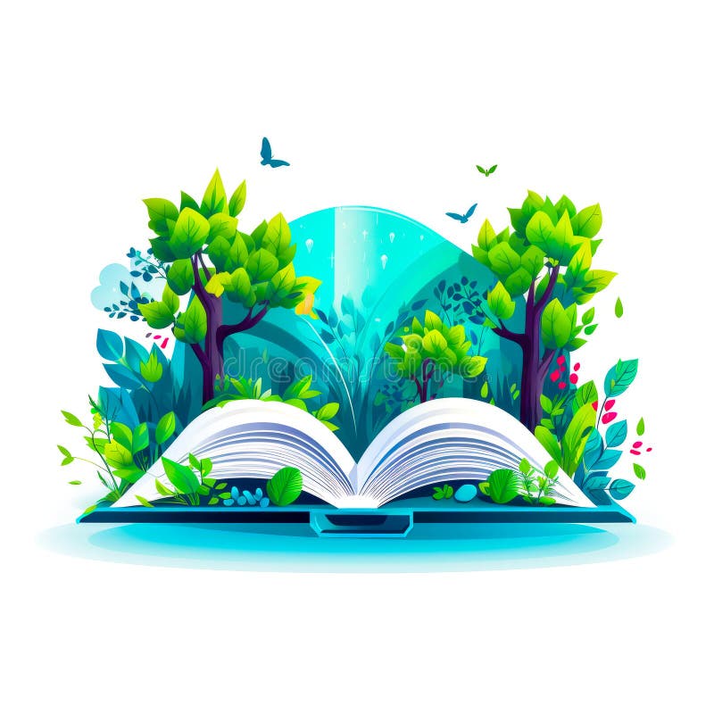 Open Book with Image of Tree on it S Cover. Generative AI Stock ...