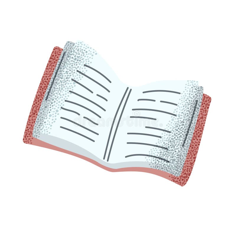 Open Book with Visible Text Lines. Minimalistic and Textured ...