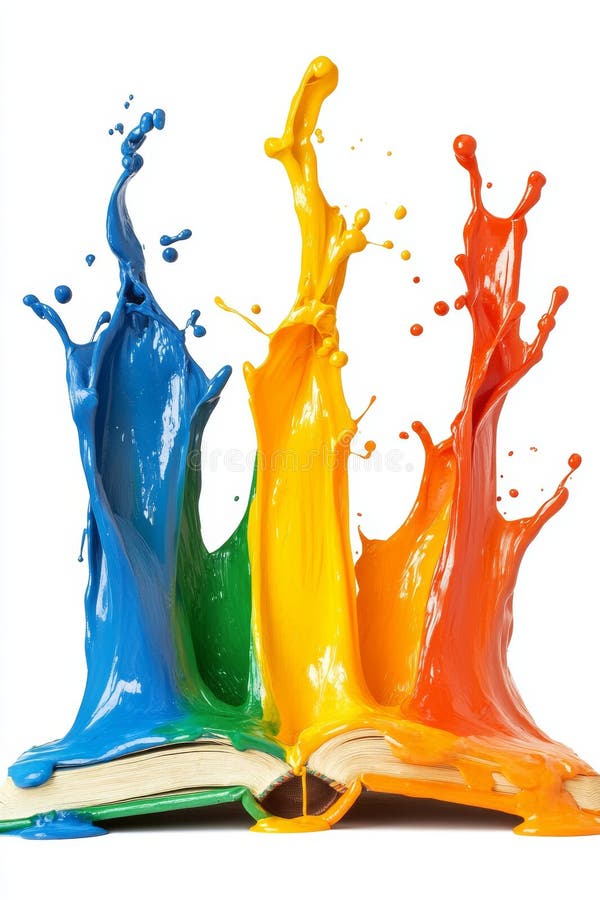 Open Book with Vivid, Colorful Splashes of Paint, a Concept of ...