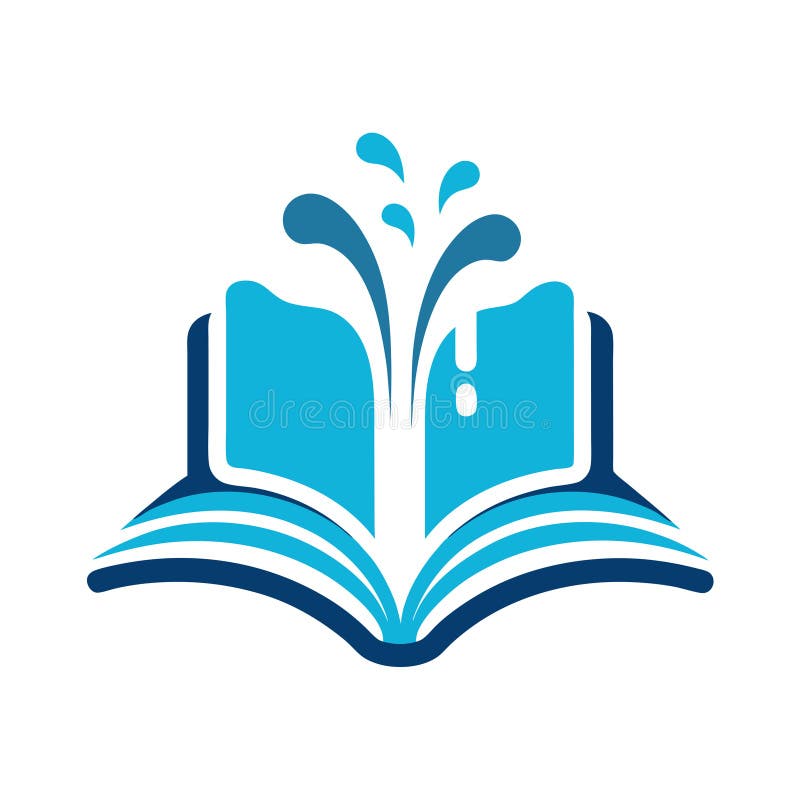 Open Book with Water Fountain, Education and Knowledge Concept Vector ...