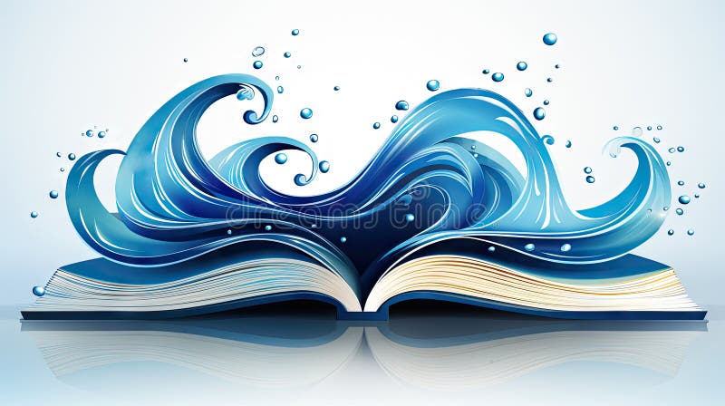 An Open Book with Water Splashing Out of it Stock Illustration ...