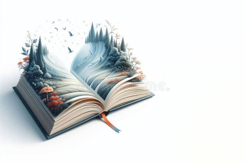 An Open Book from Which the Landscapes of Nature Come To Life. Space ...