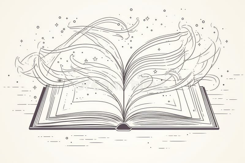 Open a Book from Which Lines or Words Fly Out. Generative AI Stock ...
