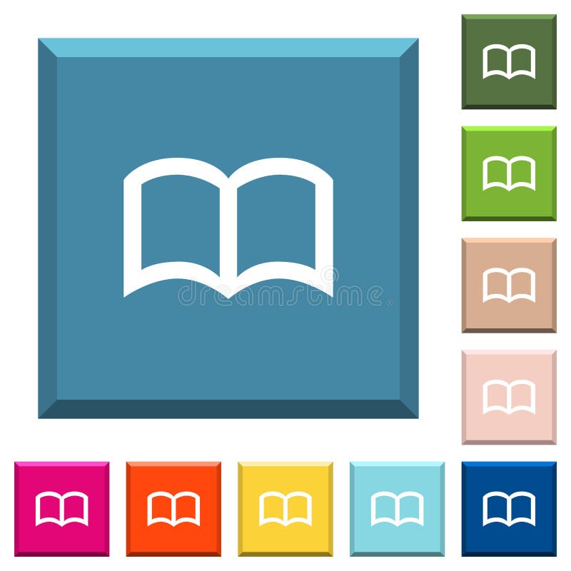 Open Book White Icons on Edged Square Buttons Stock Vector ...