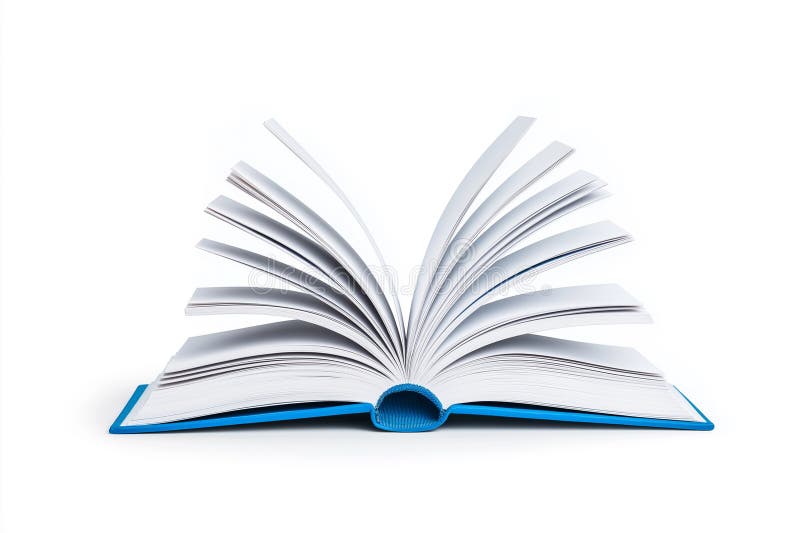 Open Book with White Pages and Blue Cover Isolated on Clean White ...