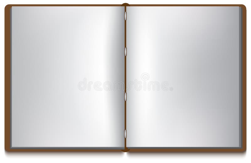 Open Book with White Pages and Brown Cover Stock Illustration ...