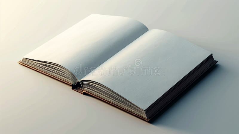 Open Book on a White Surface in a Studio Setting Stock Illustration ...