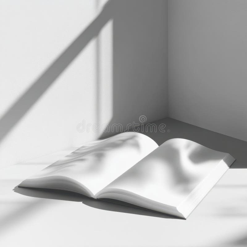 Open Book with Window Light and Shadows Stock Illustration ...
