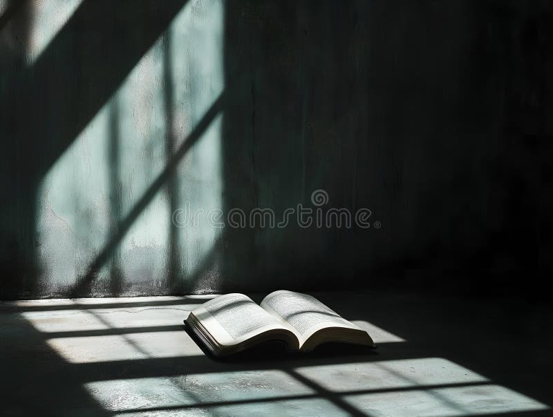 Open Book, Window Light, Shadows, Dark Background, Dramatic Lighting ...