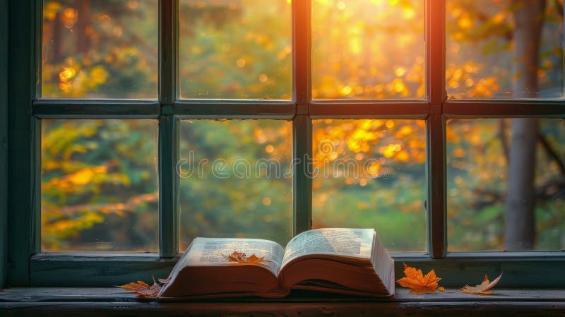 Open Book on Window Sill stock image. Image of study - 313733165