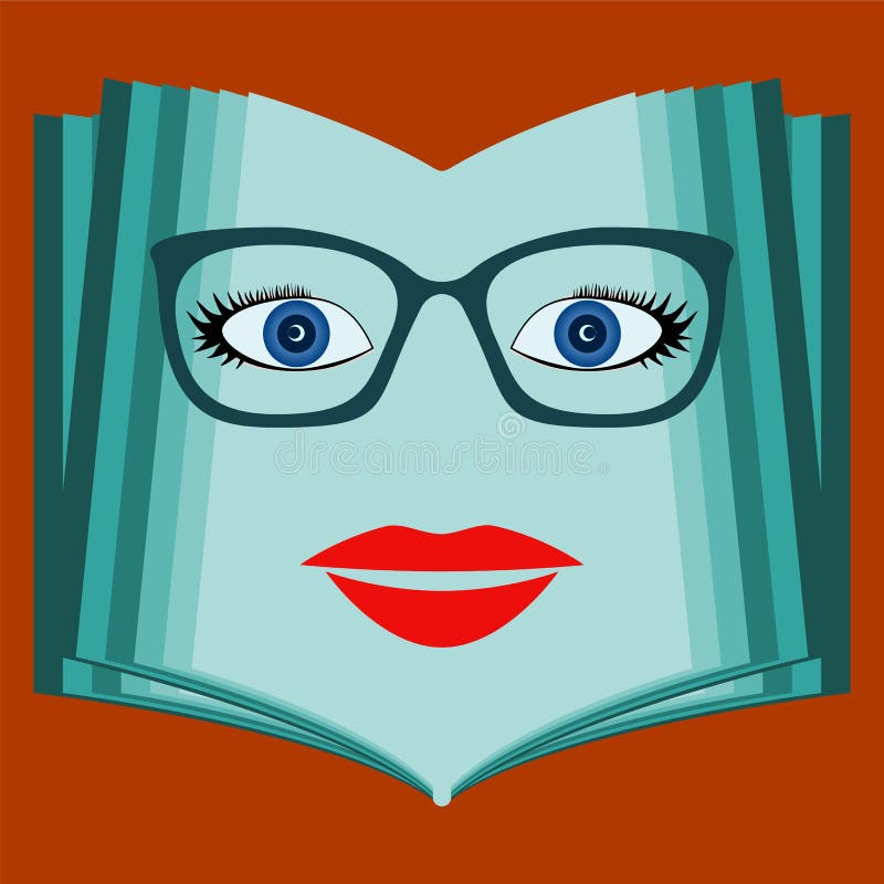 An Open Book with a Woman Face. Talking Book, Library. Stock Vector ...