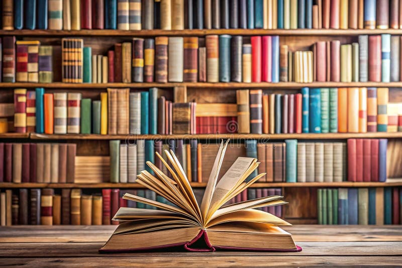 Open Book on Wooden Desk, Library Background, Knowledge, Education ...