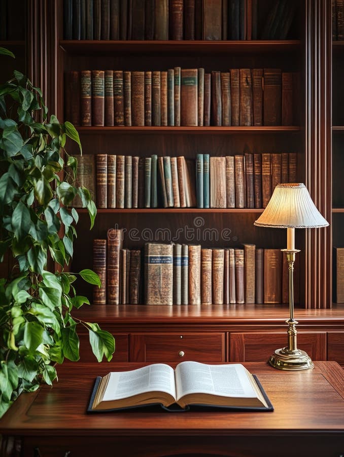Open Book on Wooden Desk stock photo. Image of reading - 373228596