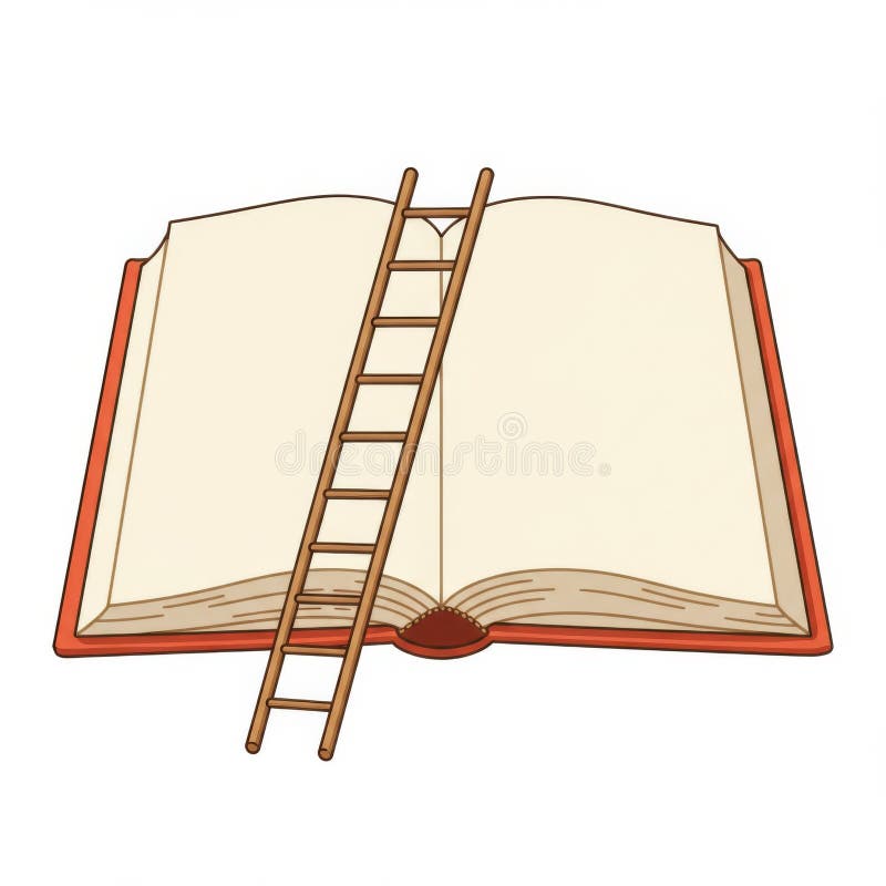 Open Book with Wooden Ladder, Pixel Art Illustration Stock Illustration ...
