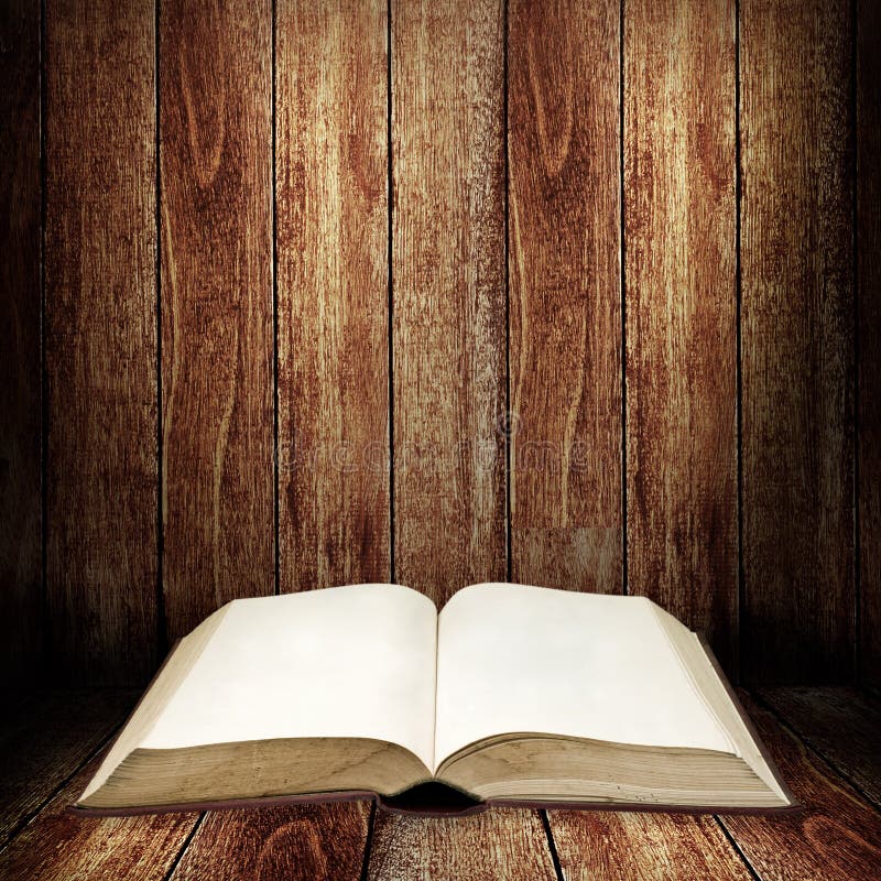 Open Book with Wooden Table Stock Image - Image of dirty, background ...
