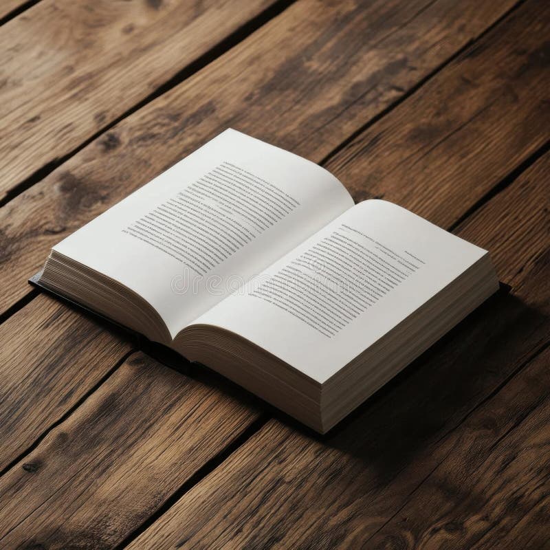 Open Book on Wooden Table stock illustration. Illustration of wisdom ...